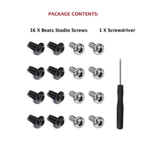 Studio 3 Headband Screws Replacement, Beats Studio 3 Replacement Parts Headband Screws and Screwdriver Repair Kit Compatible with Studio 2.0 Wired/Wireless Headphones (8pcs Silver+8pcs Black)