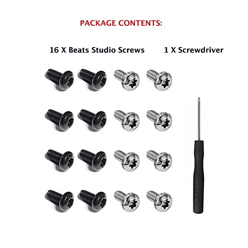 Studio 3 Headband Screws Replacement, Beats Studio 3 Replacement Parts Headband Screws and Screwdriver Repair Kit Compatible with Studio 2.0 Wired/Wireless Headphones (8pcs Silver+8pcs Black)