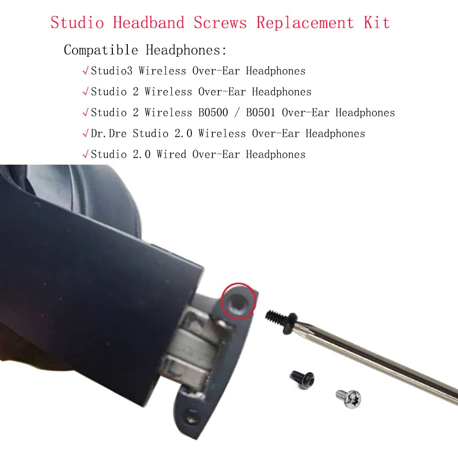 Studio 3 Headband Screws Replacement, Beats Studio 3 Replacement Parts Headband Screws and Screwdriver Repair Kit Compatible with Studio 2.0 Wired/Wireless Headphones (8pcs Silver+8pcs Black)