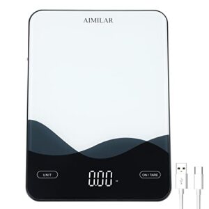 aimilar food scale, chargeable led display 22lb with usb c rechargeable digital kitchen food weight scale for baking and cookingwith ounces and grams 1g/0.1oz