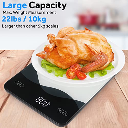 AIMILAR Food Scale, Chargeable LED Display 22lb with USB C Rechargeable Digital Kitchen Food Weight Scale for Baking and Cookingwith Ounces and Grams 1g/0.1oz