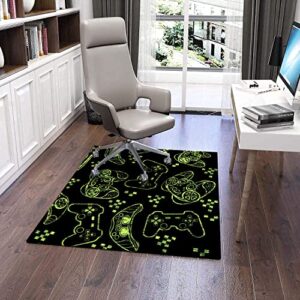 Gaming Room Carpet Rugs for Kids Teen Boys Bedroom Rug 3D Gamer Dinosaur Large Game Area Rugs Game Living Room Mat Bedroom Controller Player Gifts Non-Slip Floor Mat Blue Black 31"×63"