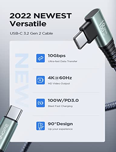 AINOPE USB C to USB C Cable[100W 6.6FT], 10Gbps USB C 3.2 Data Cable, Type C Charger Fast Charging, USB C Monitor Cable with 4K Video Output for MacBook Air/Pro, iPad Pro 11/Air/Mini, Samsung Galaxy