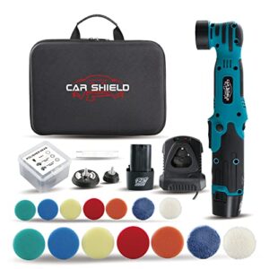 cordless car buffer polisher kit 12v w/ 2 batteries fast charger with rotary,3mm and 12mm random· 3 functions orbital polisher head nano mini car polisher