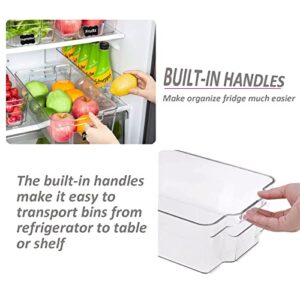 Reliable1st Refrigerator Stackable Organizer Storage Bins Set - 8 PCS clear Pantry Organizers with Handles for Freezer, Kitchen, Cabinets Include Bag Clips， Measuring Cups, Labels and Marker