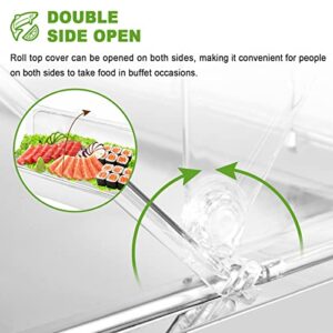 YMJOINMX Ice Food Serving Display Tray with Clear Roll Top Cover Buffet Cold Serving Cooler Platter w/ 2 Ice Packs Cooling Food Dishes Display Plate Case with Lid for Seafood Fruit Party Buffet Tray