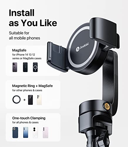 andobil MagStick Selfie Stick Tripod Compatible with MagSafe, [Redefined Phone Tripod] 63.5" Extendable Magnetic Cell Phone Tripod Stand with Wireless Remote, Tripod for iPhone 14 13 12 & All Phones