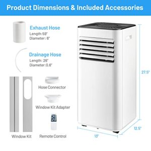 PETSITE Portable Air Conditioner 10000 BTU, 3 in 1 AC Cooling Unit with Air Cooler, Fan & Dehumidifier, LED Display & Remote Control, Cools up to 350 sq.ft