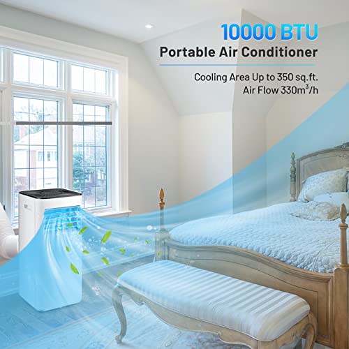 PETSITE Portable Air Conditioner 10000 BTU, 3 in 1 AC Cooling Unit with Air Cooler, Fan & Dehumidifier, LED Display & Remote Control, Cools up to 350 sq.ft