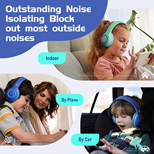 Mevoix Kids Headphones Wired, 94dB Volume Limit Over Ear Kids Headphones for School, Foldable Kids Headphones with Mic for Boys Girls Teens, Wired Toddler Headphones for iPad Tablet Kindle