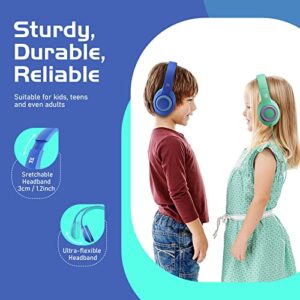 Mevoix Kids Headphones Wired, 94dB Volume Limit Over Ear Kids Headphones for School, Foldable Kids Headphones with Mic for Boys Girls Teens, Wired Toddler Headphones for iPad Tablet Kindle