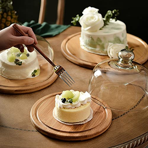 KVMORZE Glass Dessert Dome with Base, Mini Decorative Cake Tray with Glass Dome Cover, 5.9" Cake Fruit Display Server Tray for Kitchen, Birthday, Wedding, Appetizer Dessert and Cheese Serving Platter