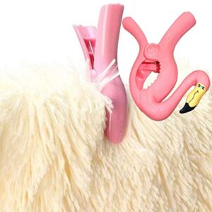 Ycnpeatt Beach Towel Clips, 2 Pcs Flamingo Towel Clips Portable Pink Clothes Grip Sunbed Pegs for Holiday Chair Pool