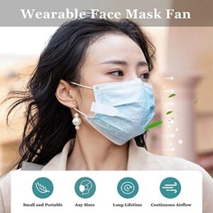 LONGCO Wearable Face Mask Fan, Portable Mini Cooling Air Filter Fan with Clip, 2 Speed Air Face Fan