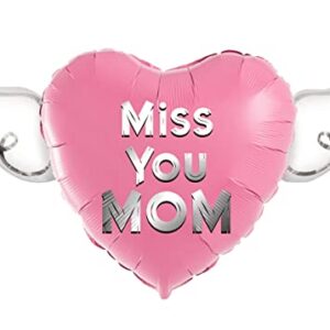 Miss You Mom Heavenly Balloons heart shaped with angel wings (Pink)