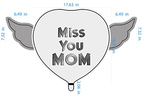 Miss You Mom Heavenly Balloons heart shaped with angel wings (Pink)