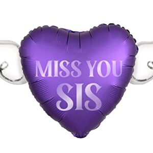 Miss You Sis Heavenly Balloons heart shaped with angel wings (Purple)