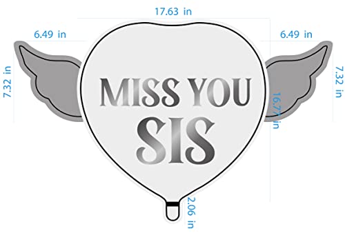 Miss You Sis Heavenly Balloons heart shaped with angel wings (Purple)