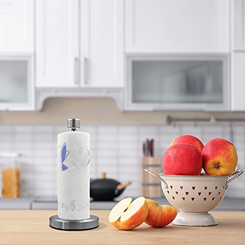 BAOREYTEK Paper Towel Holder Stand, Stainless Steel Paper Roll Holder Countertop, Free Standing Kitchen Paper Holder with Weighted Base for Kitchen