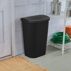 Sterilite 11.3 Gallon D Shape Flat Side Lift Top Lid Wastebasket Trash Can for Kitchen, Home Office, and Garage, or Workspace, Black (12 Pack)