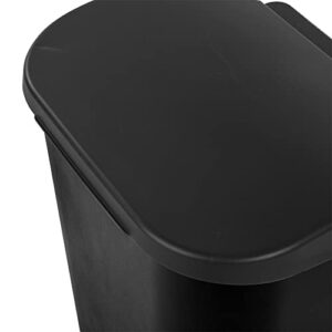 Sterilite 11.3 Gallon D Shape Flat Side Lift Top Lid Wastebasket Trash Can for Kitchen, Home Office, and Garage, or Workspace, Black (18 Pack)