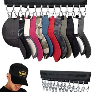 Hat Rack for Baseball Caps, 2 Pack Hat Organizer Holder for Hanger & Room Closet Display, 24 Hat Storage Clips for Hang Ball Caps Winter Beanie & Accessories(Black+Black)