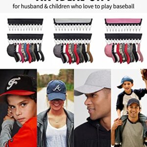 Hat Rack for Baseball Caps, 2 Pack Hat Organizer Holder for Hanger & Room Closet Display, 24 Hat Storage Clips for Hang Ball Caps Winter Beanie & Accessories(Black+Black)