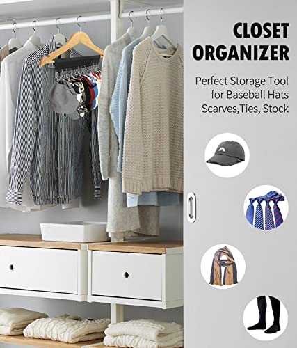 Hat Rack for Baseball Caps, 2 Pack Hat Organizer Holder for Hanger & Room Closet Display, 24 Hat Storage Clips for Hang Ball Caps Winter Beanie & Accessories(Black+Black)