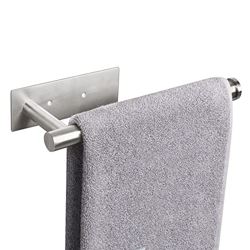 NearMoon Self Adhesive Hand Towel Holder/Towel Ring, Stainless Steel Hand Towel Bar Rustproof Stick on Wall-Towel Rack for Bathroom/Kitchen, Adhesive and Wall Mounted (9 Inch-Round, Brushed Nickel)