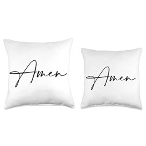 truth+ware by C & J Tees Amen Pray Simple Lettering Tee Throw Pillow, 16x16, Multicolor