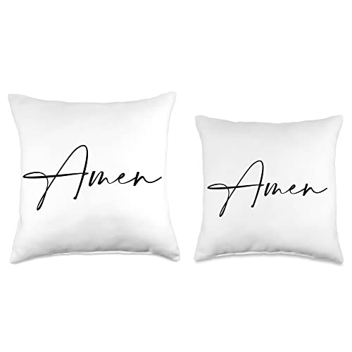 truth+ware by C & J Tees Amen Pray Simple Lettering Tee Throw Pillow, 16x16, Multicolor