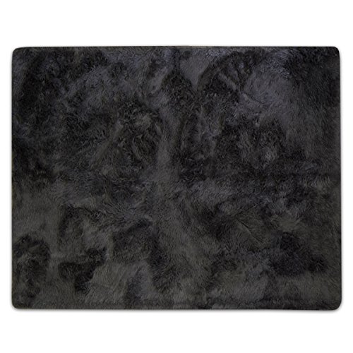 Area Rug Faux Fur Long Hair Fluffy Shag Carpet Soft and Luxurious Non Skid Premium Floor Cover for Bedroom Living Room, 4' x 5', Gray