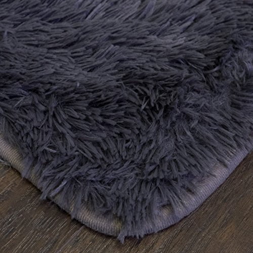 Area Rug Faux Fur Long Hair Fluffy Shag Carpet Soft and Luxurious Non Skid Premium Floor Cover for Bedroom Living Room, 4' x 5', Gray