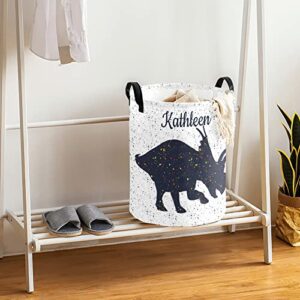 Triceratops Personalized Freestanding Laundry Hamper, Custom Waterproof Collapsible Drawstring Basket Storage Bins with Handle for Clothes