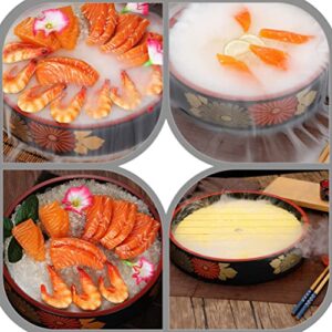 UPKOCH Sushi Rice Bowl Sushi Serving Tray Round: Dip On Ice Bowl Japanese Style Salmon Serving Trays Dip Chiller Serving Geta Plate Ice Chamber Bowl for Restaurant Picnics Parties Soy Sauce Dish