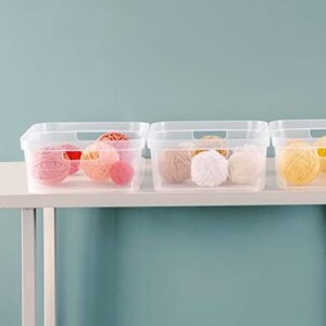 Sterilite 5.25 x 12.25 x 15 Inch Medium Modern Storage Bin w/ Comfortable Carry Through Handles & Banded Rim for Household Organization, Clear 8 Pack