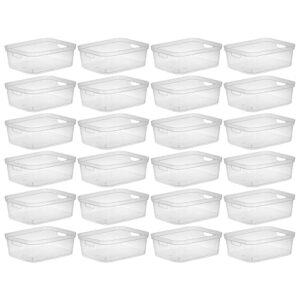 Sterilite 5.25 x 12.25 x 15 Inch Medium Modern Storage Bin w/ Comfortable Carry Through Handles & Banded Rim for Household Organization, Clear 8 Pack