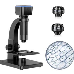 Digital Microscope, 0X-2000X Biological Microscope, WiFi ＆ USB Connection with Dual Lens, 11 LEDs, iOS ＆ Android Windows MacOS Compatible, for School Laboratory Home Education