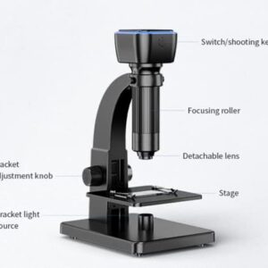 Digital Microscope, 0X-2000X Biological Microscope, WiFi ＆ USB Connection with Dual Lens, 11 LEDs, iOS ＆ Android Windows MacOS Compatible, for School Laboratory Home Education