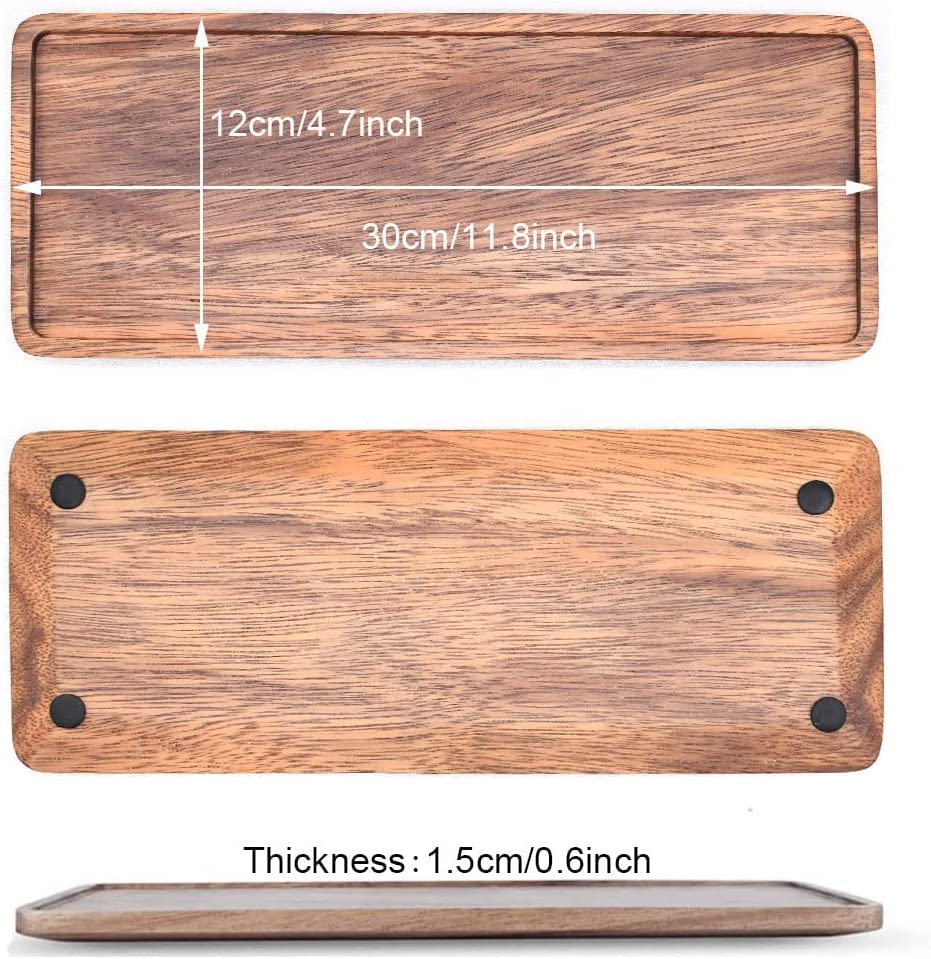 YUANQIAN Solid Acacia Wood Serving Trays Rectangular Wooden Serving Platters for Home Decor, Food, Vegetables, Fruit, Charcuterie, Appetizer Serving Tray, Cheese Board(1Pcak,11.8 X 4.7 inch)