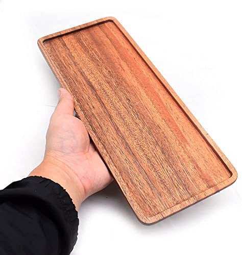 YUANQIAN Solid Acacia Wood Serving Trays Rectangular Wooden Serving Platters for Home Decor, Food, Vegetables, Fruit, Charcuterie, Appetizer Serving Tray, Cheese Board(1Pcak,11.8 X 4.7 inch)