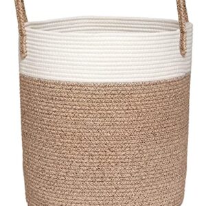 ZYER Cotton Rope Laundry Basket tall rope basket for Clothes 49L Storage Laundry Basket for Toy Cotton Rope Laundry Basket with Handles 35 * 40CM