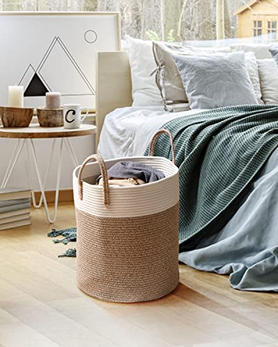 ZYER Cotton Rope Laundry Basket tall rope basket for Clothes 49L Storage Laundry Basket for Toy Cotton Rope Laundry Basket with Handles 35 * 40CM