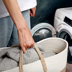 ZYER Cotton Rope Laundry Basket tall rope basket for Clothes 49L Storage Laundry Basket for Toy Cotton Rope Laundry Basket with Handles 35 * 40CM