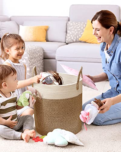 ZYER Cotton Rope Laundry Basket tall rope basket for Clothes 49L Storage Laundry Basket for Toy Cotton Rope Laundry Basket with Handles 35 * 40CM