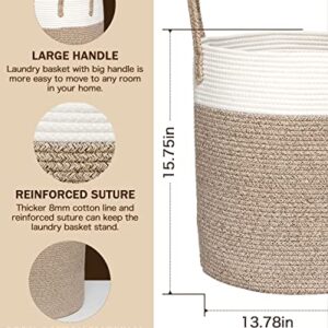 ZYER Cotton Rope Laundry Basket tall rope basket for Clothes 49L Storage Laundry Basket for Toy Cotton Rope Laundry Basket with Handles 35 * 40CM