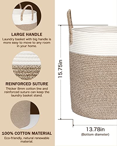 ZYER Cotton Rope Laundry Basket tall rope basket for Clothes 49L Storage Laundry Basket for Toy Cotton Rope Laundry Basket with Handles 35 * 40CM