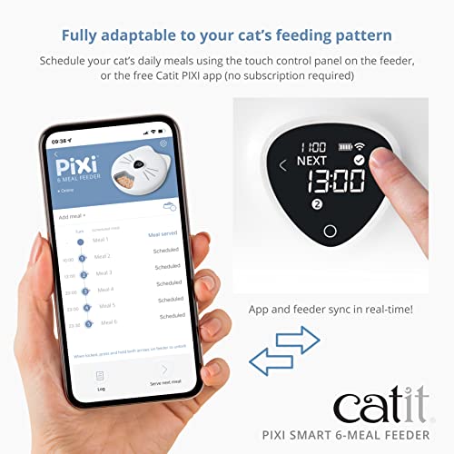 Catit PIXI Smart 6-Meal Feeder – Automatic and Customizable Feeding Schedule with App Support, White