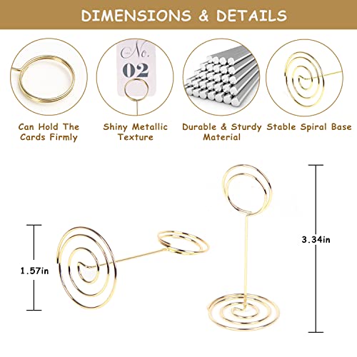 KIMOBER 24PCS Table Number Holders, Round Place Card Holder,Tabletop Memo Note Stand Picture Photo Picks Card Clips for Wedding Birthday Party(Gold)