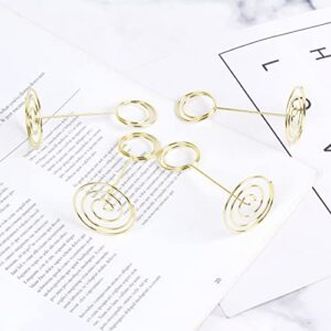 KIMOBER 24PCS Table Number Holders, Round Place Card Holder,Tabletop Memo Note Stand Picture Photo Picks Card Clips for Wedding Birthday Party(Gold)